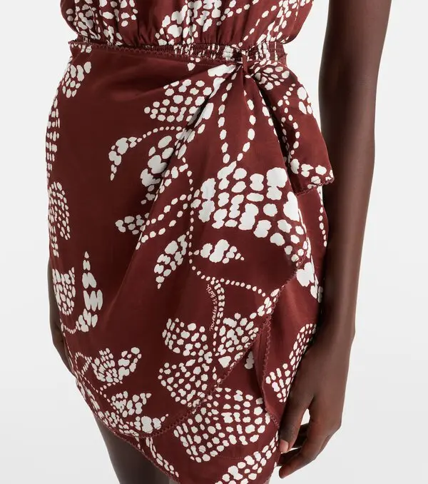 Poupette St Barth Celie Printed One-shoulder Minidress - Brown