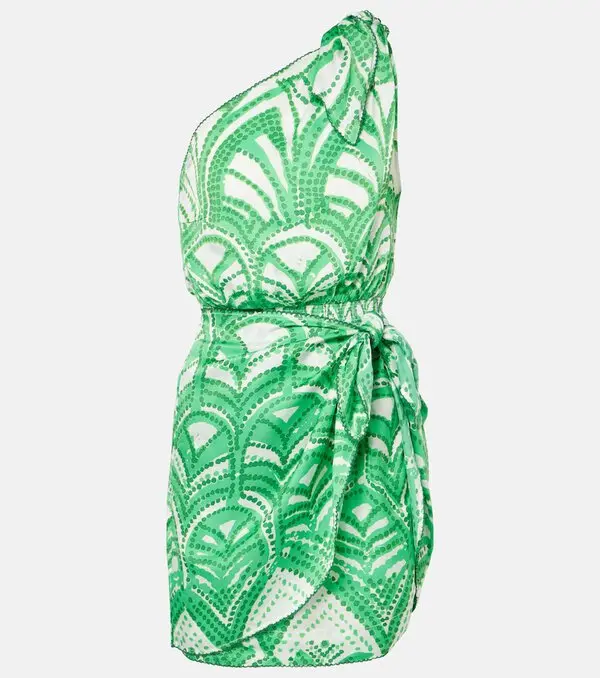 Poupette St Barth Celie Printed One-shoulder Minidress - Green