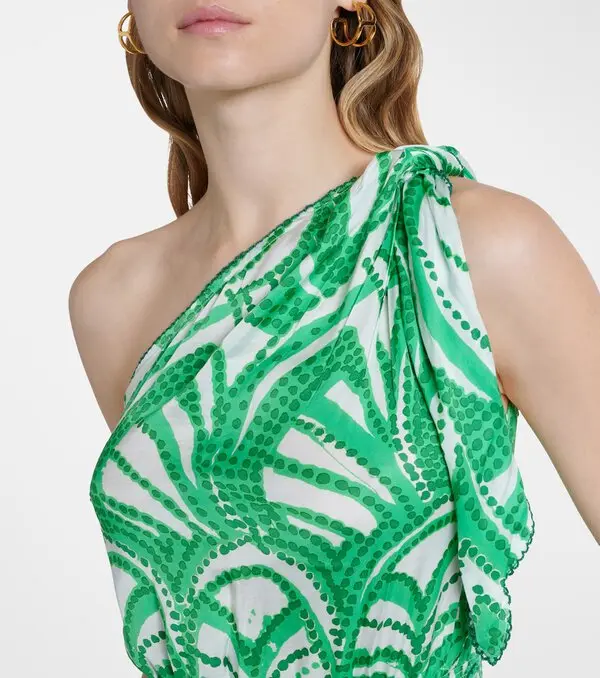 Poupette St Barth Celie Printed One-shoulder Minidress - Green