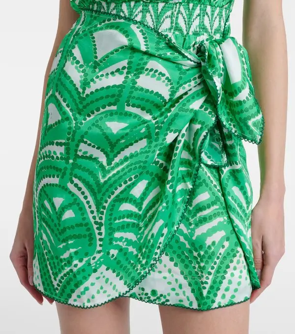 Poupette St Barth Celie Printed One-shoulder Minidress - Green