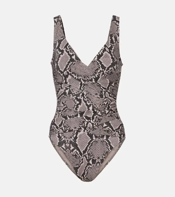 KARLA COLLETTO Lilith Snake-effect Swimsuit - Brown