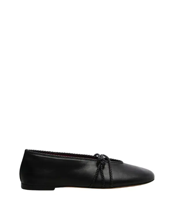 Bottega Veneta Rosa Knot Leather Ballet Flats - Black