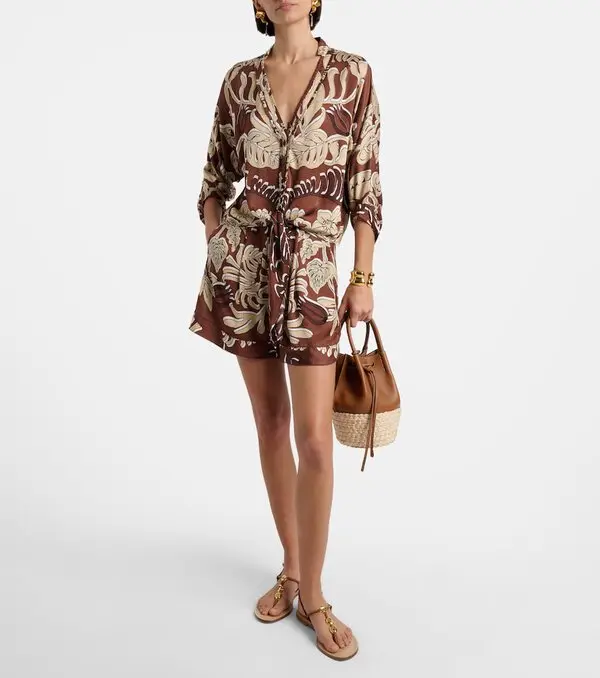 Poupette St Barth Azia Printed Top - Brown