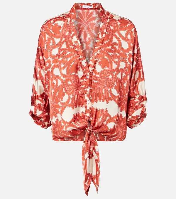 Poupette St Barth Azia Printed V-neck Top - Red