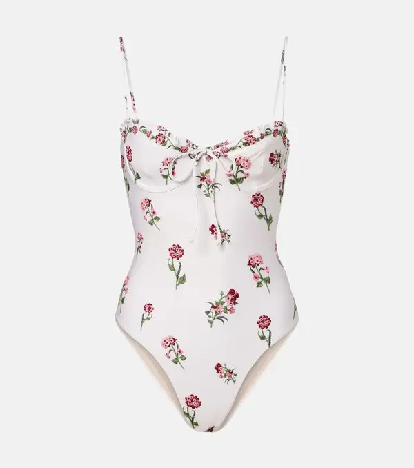 Agua Bendita Ebano Floral One Piece Swimsuit - White