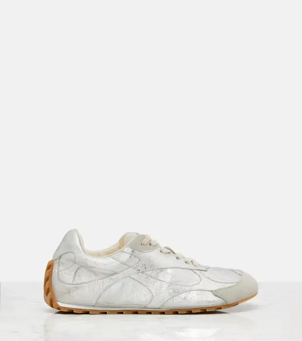 Bottega Veneta Orbit Flash Metallic Leather Sneakers - Silver