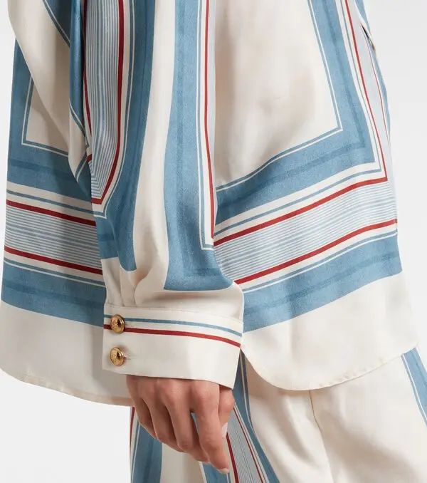 Zimmermann Striped Silk Shirt With Scarf Detail