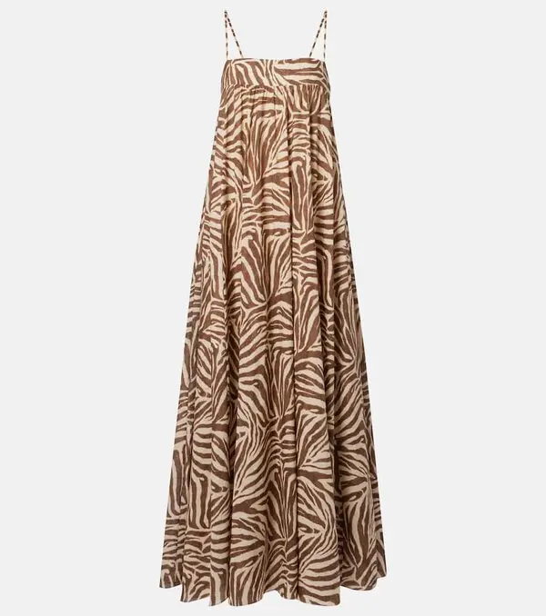 Zimmermann Wanderlust Printed Cotton Maxi Dress - Brown