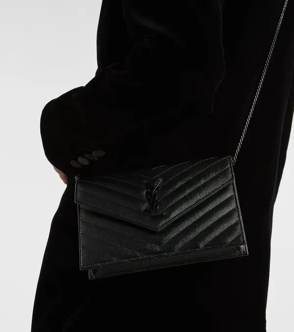 Saint Laurent Cassandre Envelope Small Leather Wallet On Chain