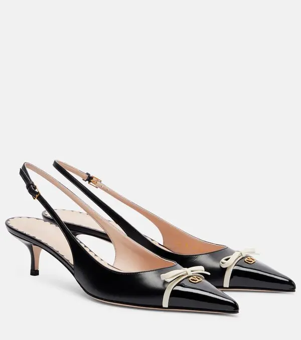 Valentino Garavani Bepointy Leather Slingback Pumps - Black