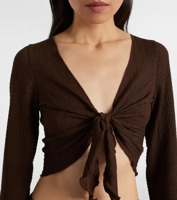 Jade Swim Dania Sheer Crop Top - Brown