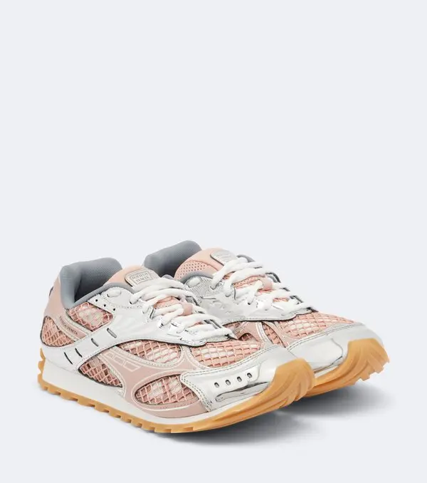 Bottega Veneta Orbit Lace-up Sneakers In Tufo Suede And Fabric - Pink