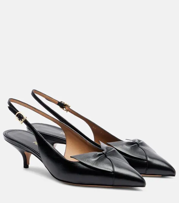 FERRAGAMO Felli 40 Leather Slingback Pumps - Black