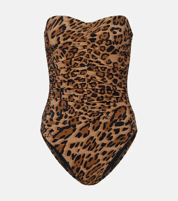 KARLA COLLETTO Leopard-print Strapless One-piece Swimsuit - Multicoloured