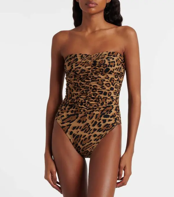 KARLA COLLETTO Leopard-print Strapless One-piece Swimsuit