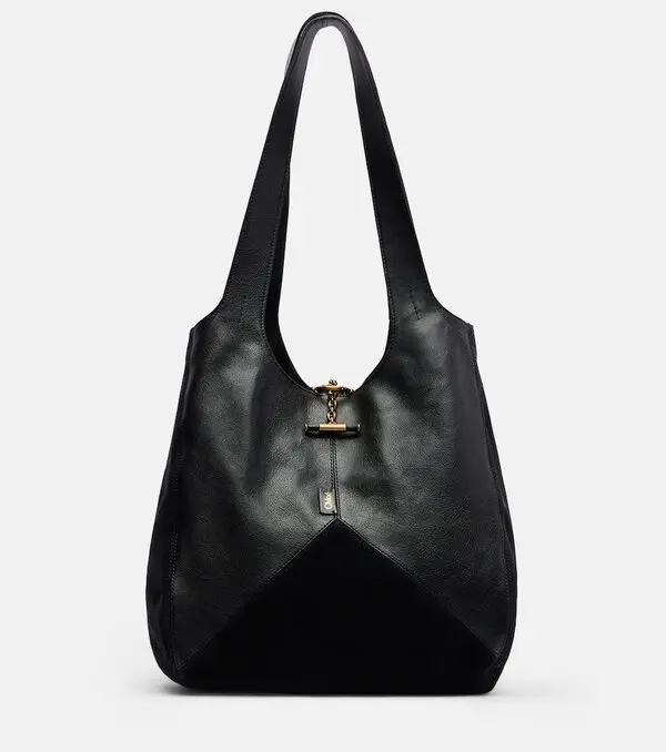 Chloé Balloon Medium Leather And Suede Shoulder Bag - Black