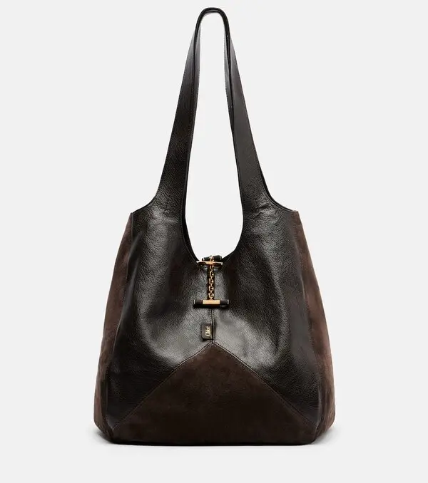 Chloé Balloon Medium Leather And Suede Shoulder Bag - Brown