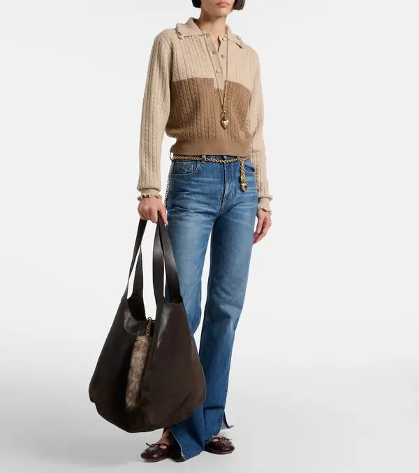 Chloé Balloon Medium Leather And Suede Shoulder Bag - Brown