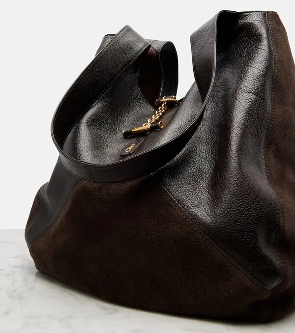 Chloé Balloon Medium Leather And Suede Shoulder Bag - Brown
