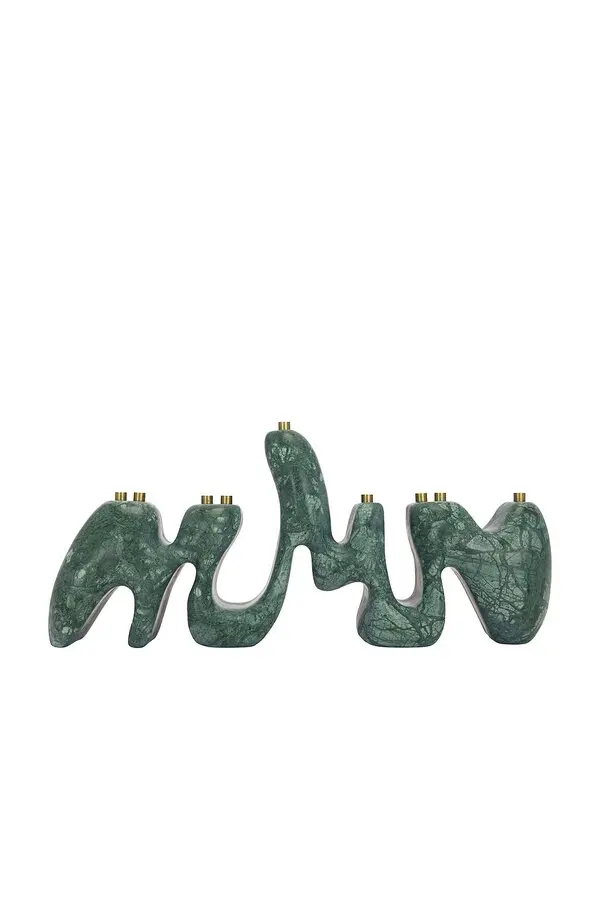 HANNAH POLSKIN Solid Marble Menorah Sculpture - Indian Jade Marble