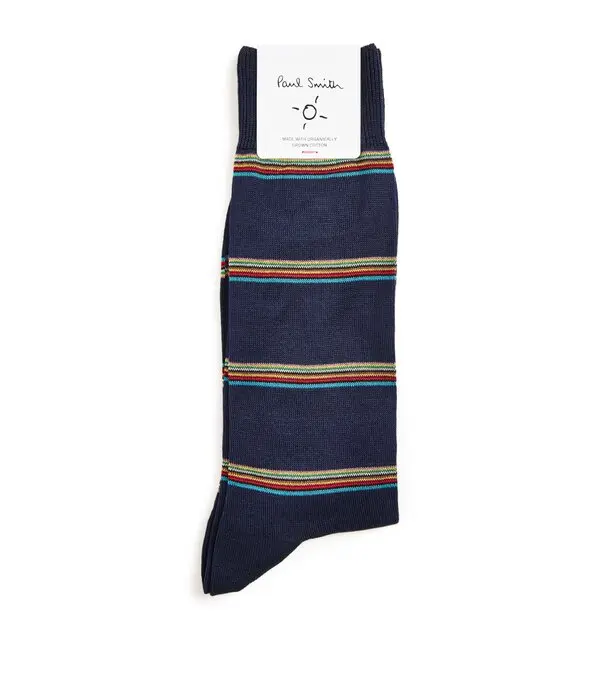 Paul Smith Cotton-blend Signature Stripe Block Crew Socks - Blue