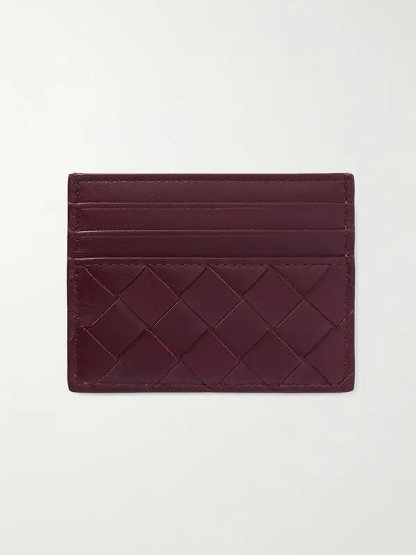 Bottega Veneta Intrecciato Leather Cardholder - Burgundy