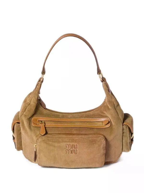 Miu Miu Corduroy Shoulder Bag - Brown