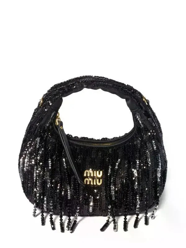 Miu Miu Mini Wander Sequin-embellishment Tote Bag - Black