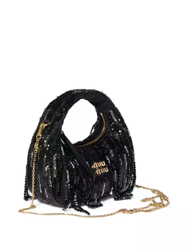Miu Miu Mini Wander Sequin-embellishment Tote Bag - Black