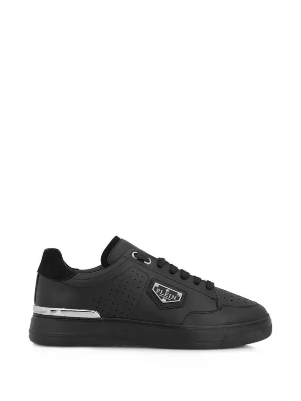 Philipp Plein Logo Plaque Perforated Leather Sneakers