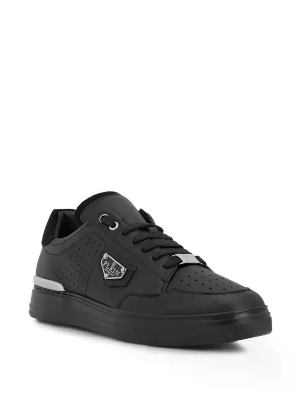 Philipp Plein Logo Plaque Perforated Leather Sneakers