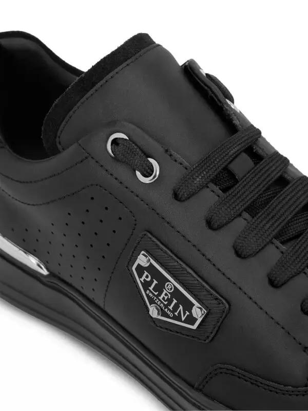 Philipp Plein Logo Plaque Perforated Leather Sneakers