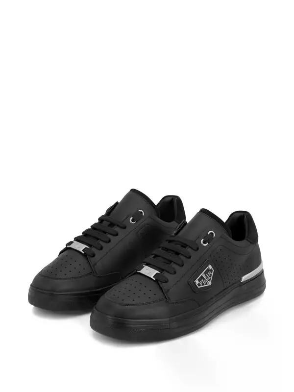 Philipp Plein Logo Plaque Perforated Leather Sneakers