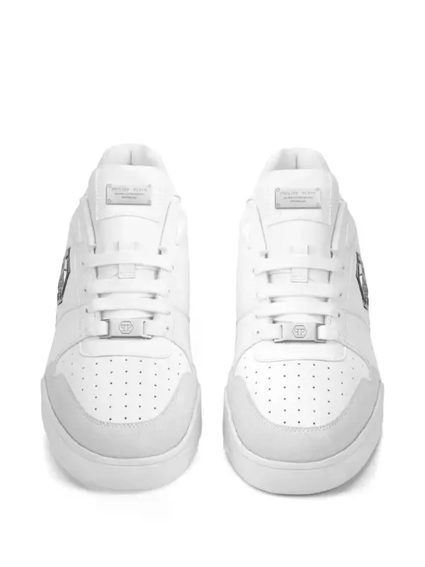 Philipp Plein P-force 78 Leather Sneakers With Logo Plaque - White