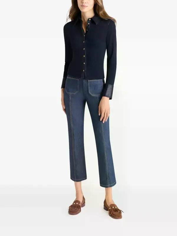 Cinq À Sept Magali Collared Knit Top - Blue
