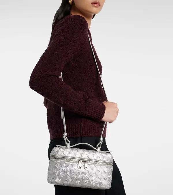 Bottega Veneta Metallic Leather Vanity Bag - Silver