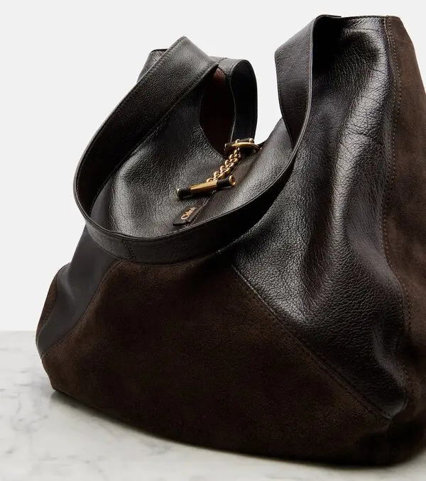 Chloé Balloon Medium Leather And Suede Shoulder Bag - Brown