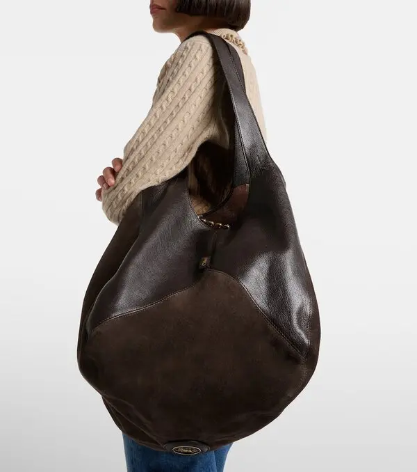 Chloé Balloon Medium Leather And Suede Shoulder Bag - Brown