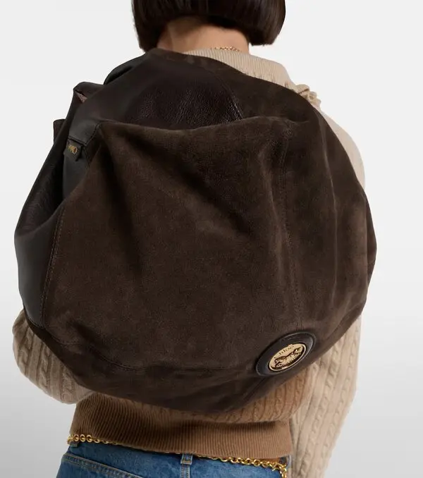 Chloé Balloon Medium Leather And Suede Shoulder Bag - Brown