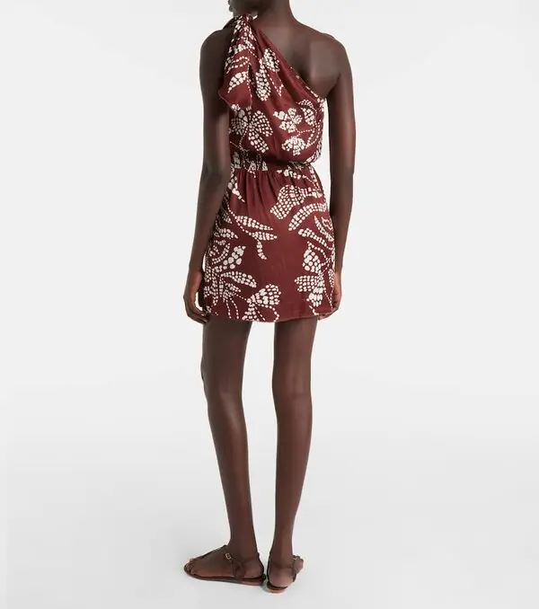Poupette St Barth Celie Printed One-shoulder Minidress