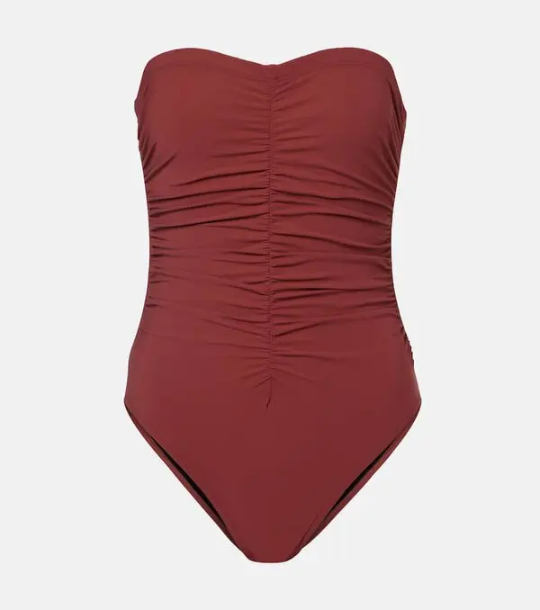 KARLA COLLETTO Basics Ruched Bandeau Swimsuit - Brown