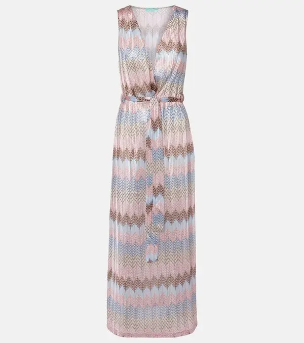 Melissa Odabash Bria Belted Knitted Maxi Dress - Multicoloured