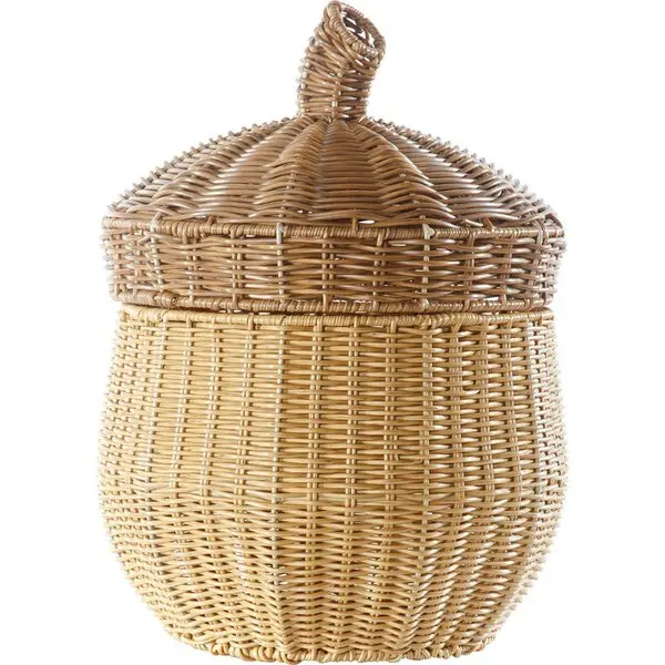 KAPLAN EARLY LEARNING COMPANY Acorn Washable Wicker Floor Basket - Brown