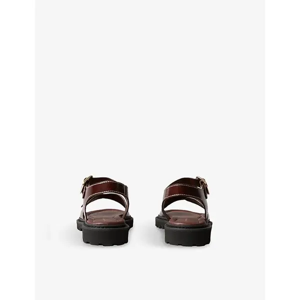 Claudie Pierlot Double-buckle Leather Flat Sandals - Chocolate