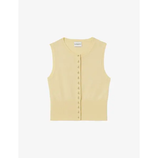 Claudie Pierlot Button-up Knitted Wool Top - Baby Yellow