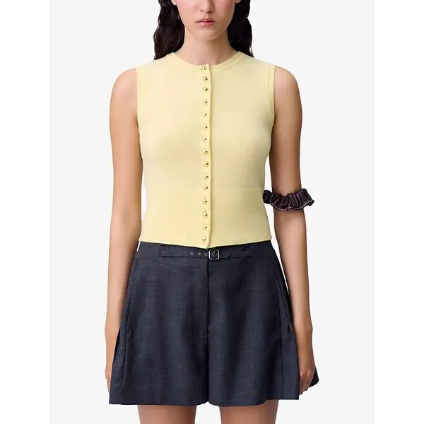 Claudie Pierlot Button-up Knitted Wool Top - Baby Yellow