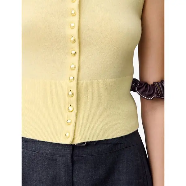 Claudie Pierlot Button-up Knitted Wool Top - Baby Yellow