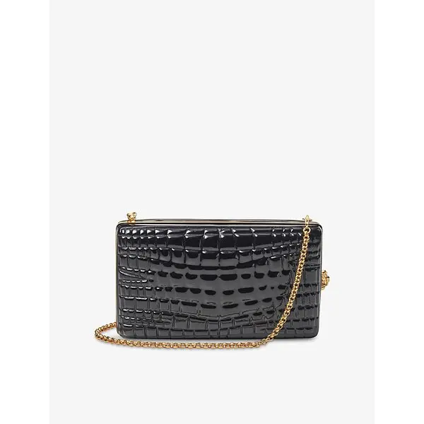 ASPINAL OF LONDON Paloma Crocodile-embossed Resin Clutch - Black