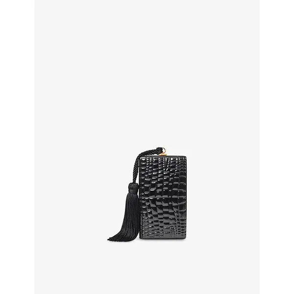 ASPINAL OF LONDON Paloma Crocodile-embossed Resin Clutch - Black