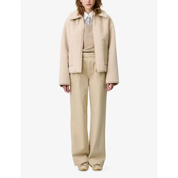 Claudie Pierlot Zipped Shearling-effect Coat